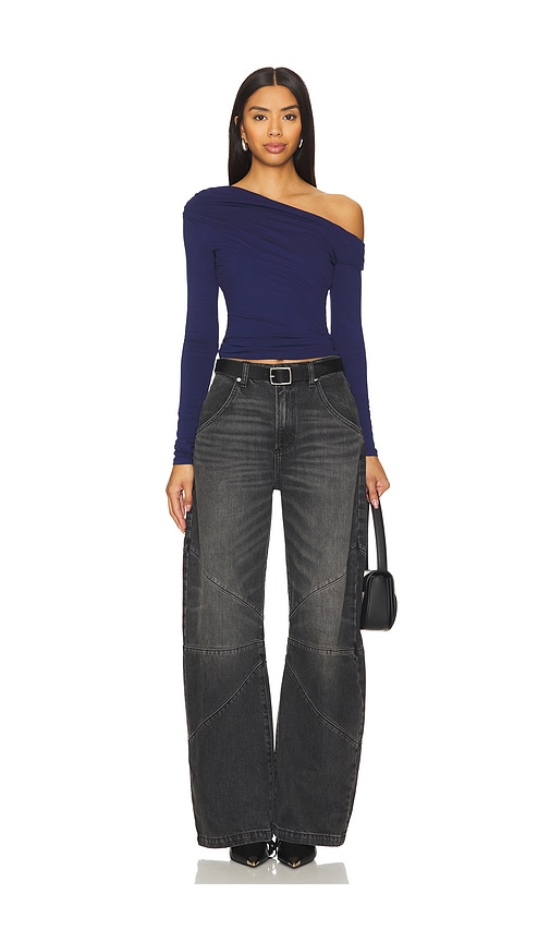 AFRM AFRM One Shoulder Long Sleeve Top with Ruched Detail